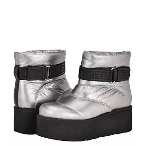 Guess | Shoes | Guess Silver Ankle Boots With Black Platform Jilona2 ...